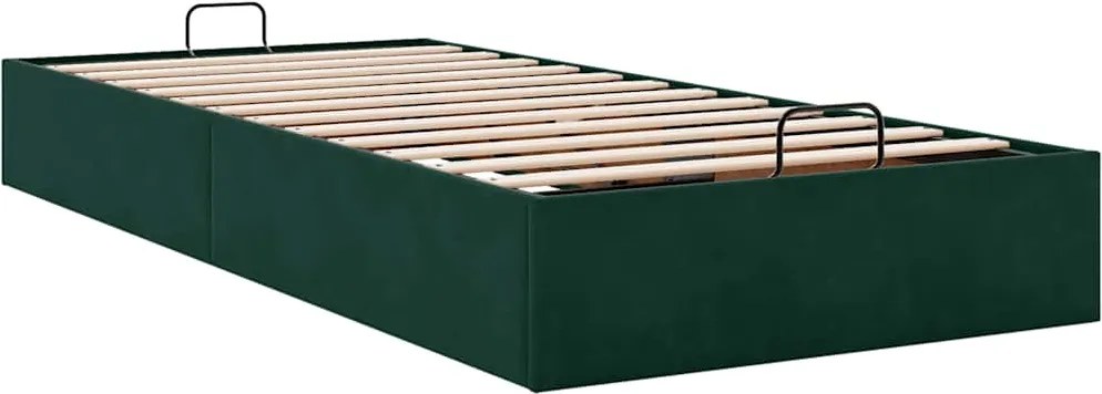 Osmanský rám postele bez matrace tmavě zelené 90x190 cm samet 3310934