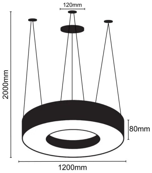 LED Lustr na lanku LED/60W/230V 4000K pr. 120 cm černá