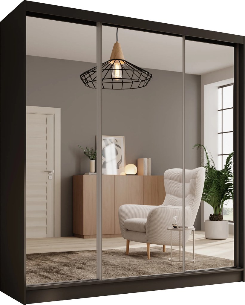 ADRK Furniture Šatní skříň s posuvnými dveřmi Tola 200 ADRK-SW-TOL-200-B