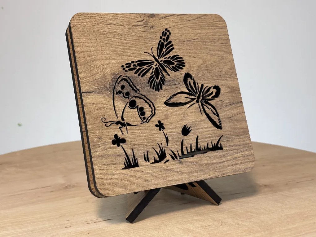 Li-Go "Motýli" lampa 19x19cm provedení povrchu: ořech