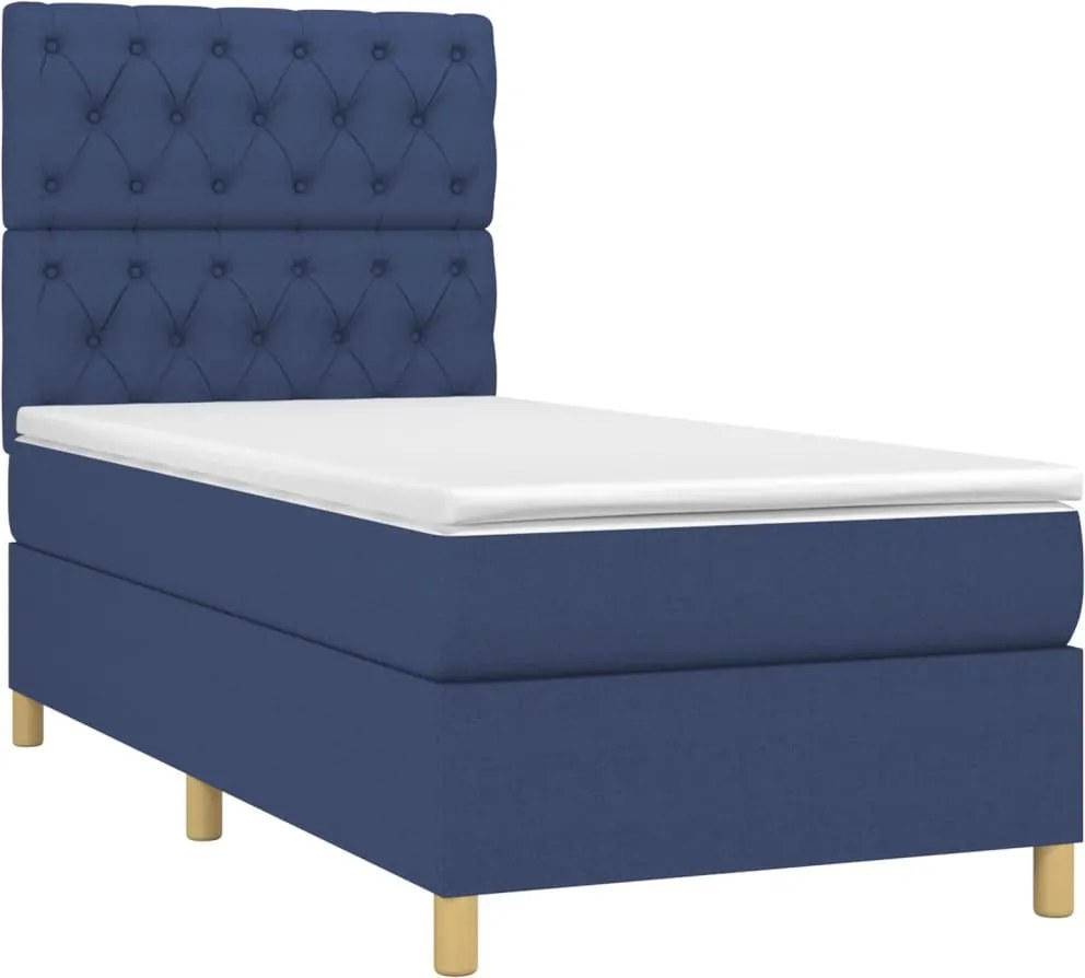 Box spring postel s matrací modrá 80x200 cm textil 3142535