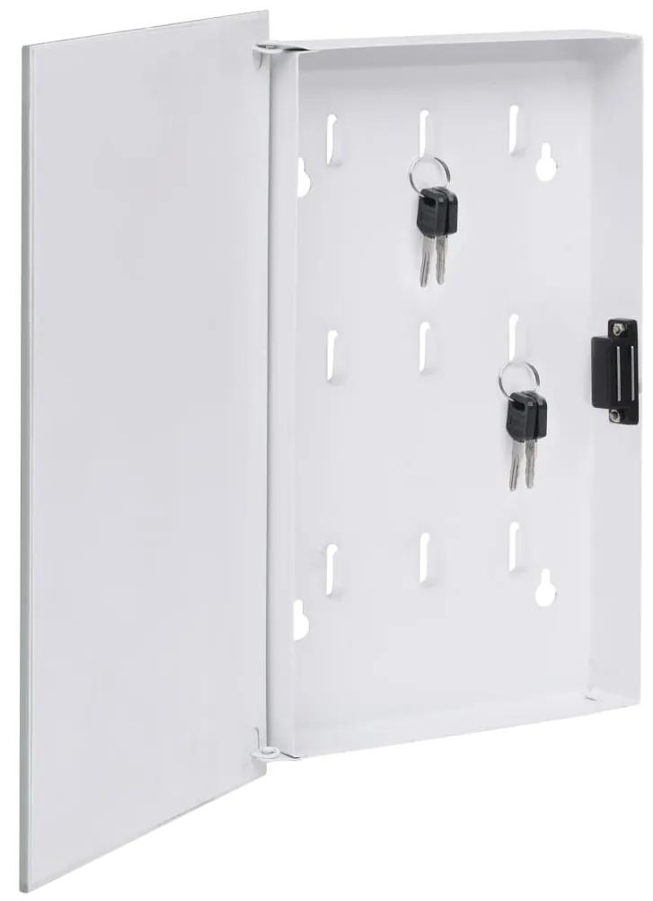 vidaXL Schránka na klíče s magnetickou deskou bílá 30 x 20 x 5,5 cm