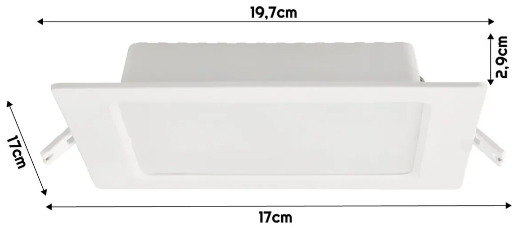 BERGE Čtvercový LED panel zapuštěný - bílý - 12W - PC - neutrální bílá