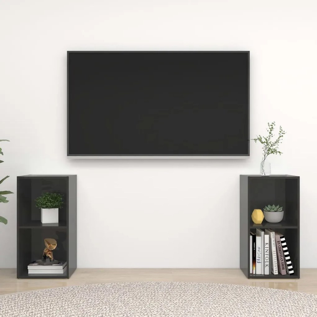 vidaXL Marketos TV skříňky 2 ks šedé vysoký lesk 72x35x36,5 cm kompozitní dřevo