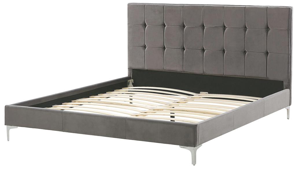 Sametová postel 140 x 200 cm šedá AMBERT Beliani