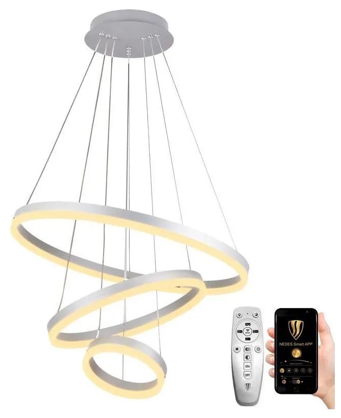 NEDES LED Stmívatelný lustr na lanku LED/85W/230V 3000-6500K + dálkové ovládání ND3452