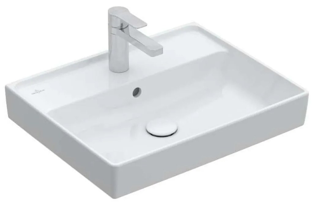 Villeroy & Boch Collaro - Umyvadlo 60x47 cm, s přepadem, otvor pro baterii, CeramicPlus, Stone White 4A3360RW