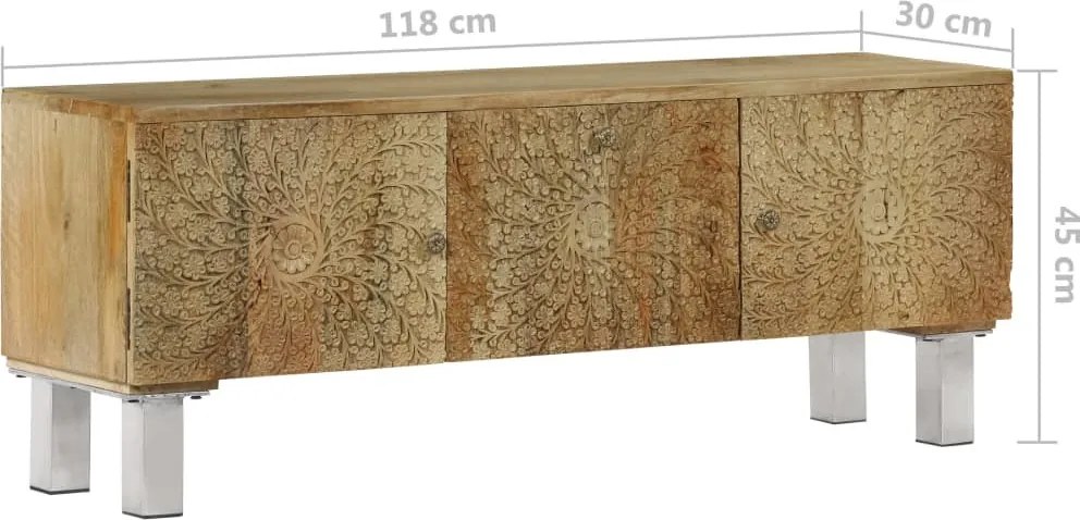 vidaXL TV stolek z masivního mangovníkového dřeva 118 x 30 x 45 cm [246972] Barva: Hnědá