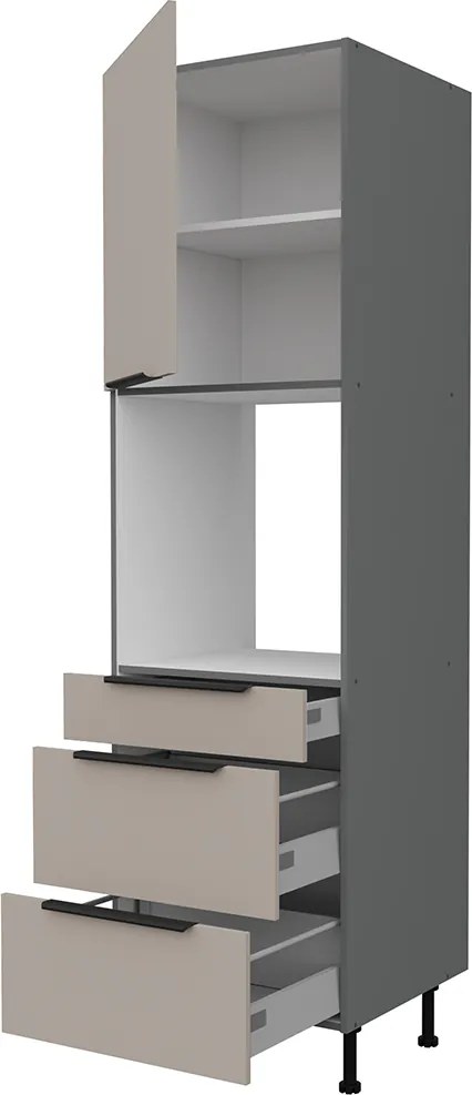 ARIA ta | vysoká skříňka 60 DPS-215 3S1F na vestavnou troubu | PREMIUM BOX | 60 cm | ANTI FINGERPRINT povrch | antracit/béžová
