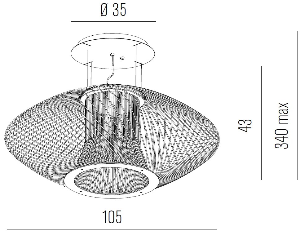 Metal Lux 240.105.02 Impossible A, bílé drátěné svítidlo, 3x15W LED 2700K, prům.105cm