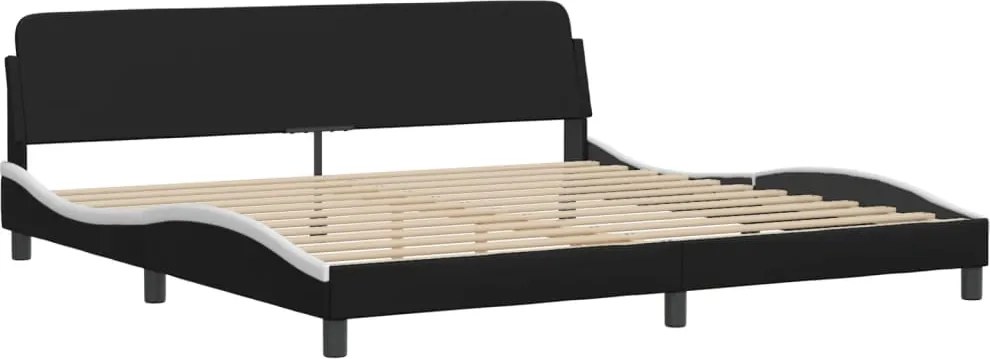 Postel s matrací Hvar černá a bílá 200 x 200 cm umělá kůže 3208750