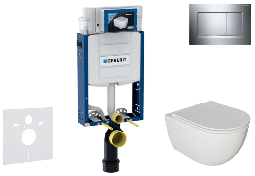 Geberit Kombifix - Set předstěnové instalace, klozetu Oudee a sedátka softclose, tlačítko Sigma20, chrom SANI15CA1115