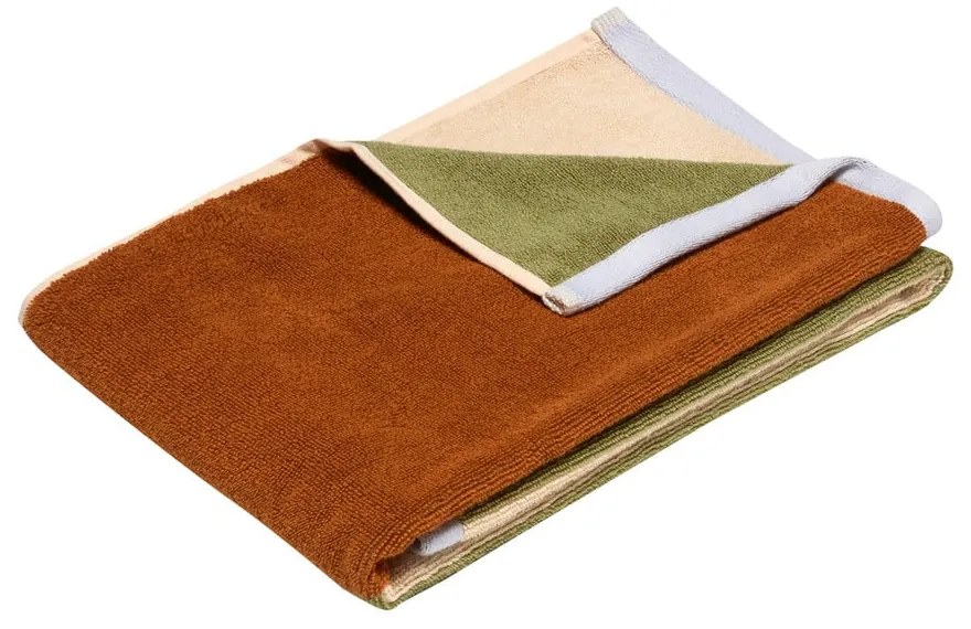 Hnědý froté bavlněný ručník 50x100 cm Block – Hübsch