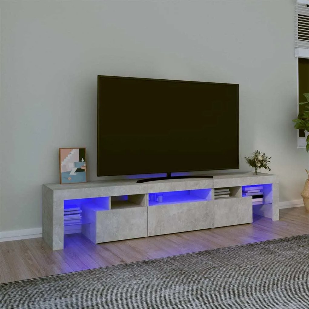 vidaXL TV skříňka s LED osvětlením 200x36,5x40 cm [3152810] Barva: Betonová šedá