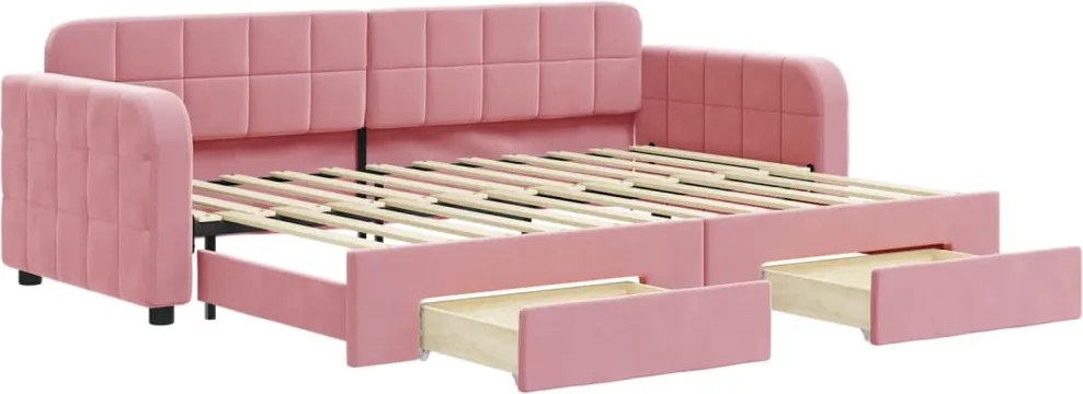 Válenda s přistýlkou a zásuvkami růžová 80 x 200 cm samet 3196973