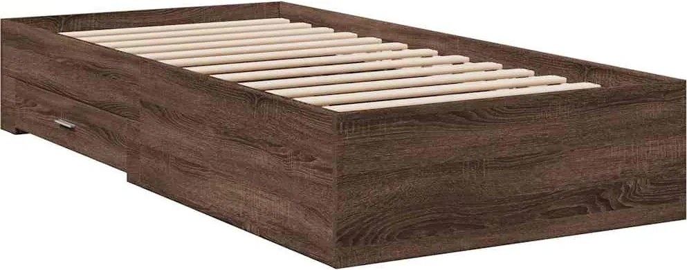 Rám postele se zásuvkami hnědý dub 75 x 190 cm kompozitní dřevo 3280446