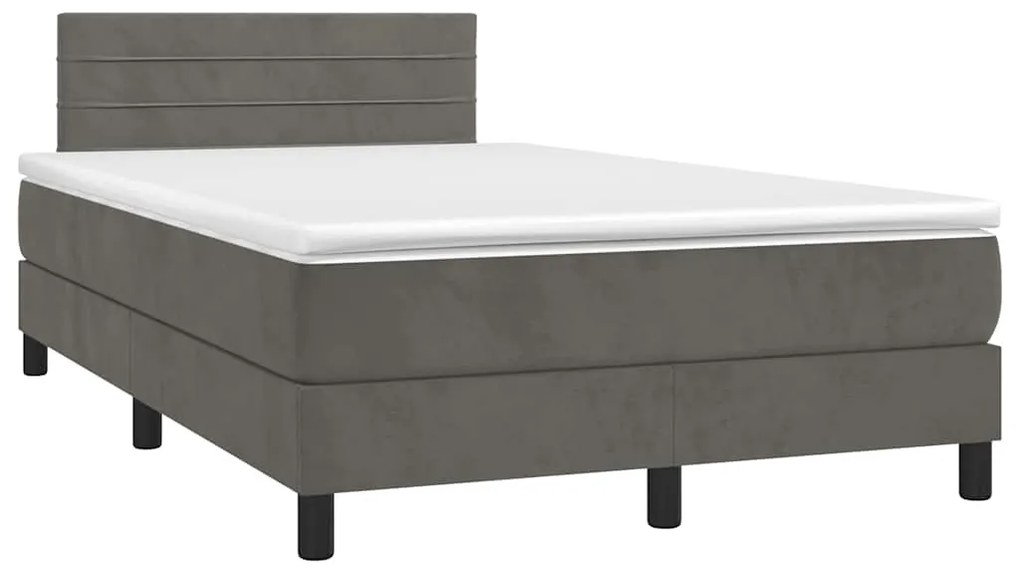 Box spring postel s matrací a LED tmavě šedá 120 x 190 cm samet 3270160
