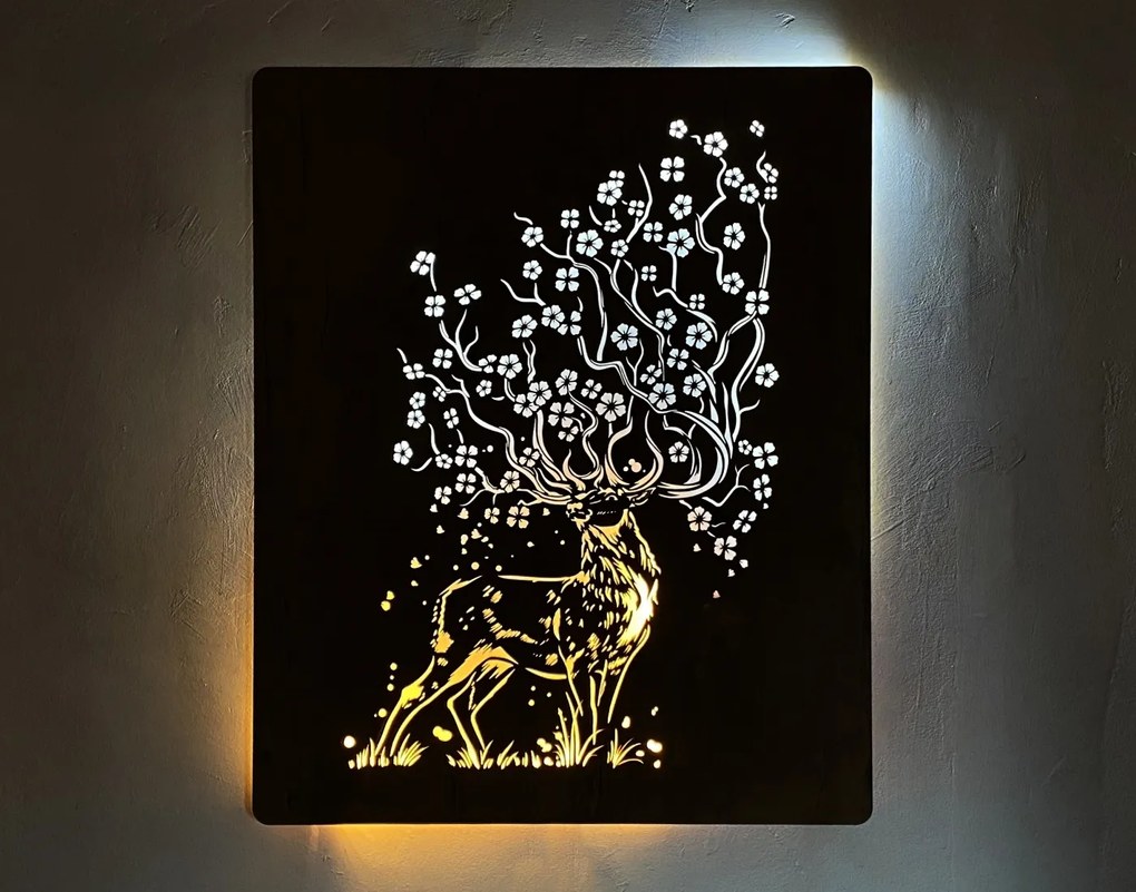 Li-Go "Jelen" světelný obraz 230V 70x100cm provedení povrchu: bříza
