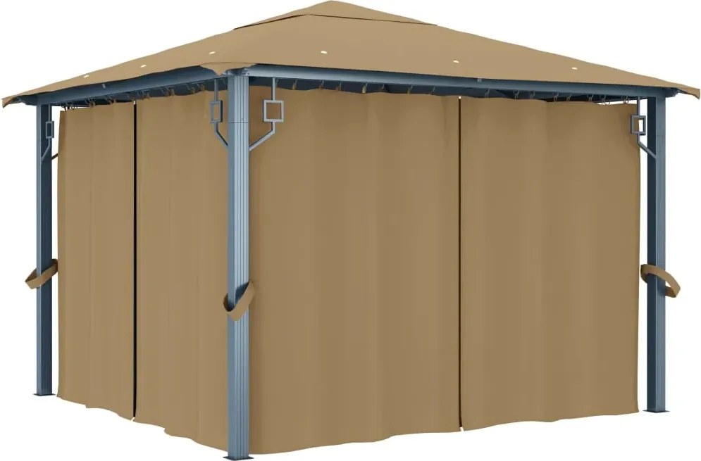 Fionshop 262824812 Altán se závěsy 300 x 300 cm taupe hliník