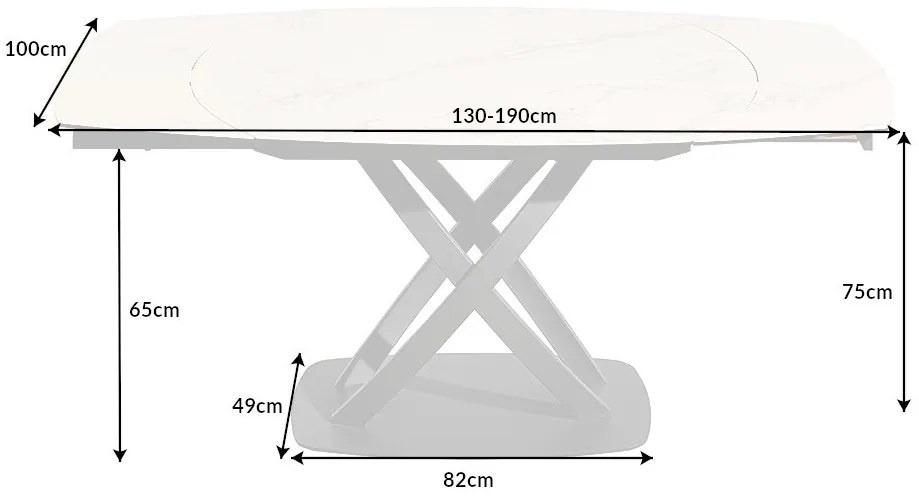 Roztahovací jídelní stůl Rafiqa 130-190 cm bílý