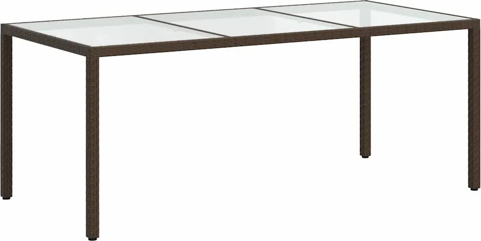 Zahradní stůl hnědý 190 x 90 x 75 cm tvrzené sklo a polyratan 316711