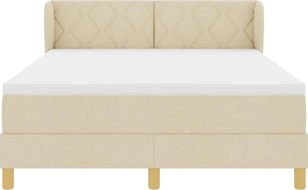 Postel s boxspringem s čelo Krémová 160 x 200 cm textil 3340288