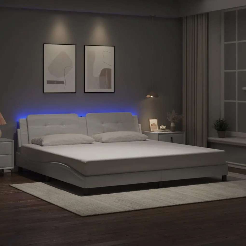 Rám postele s LED bez matrace Zadar bílý 200 x 200 cm 3214132