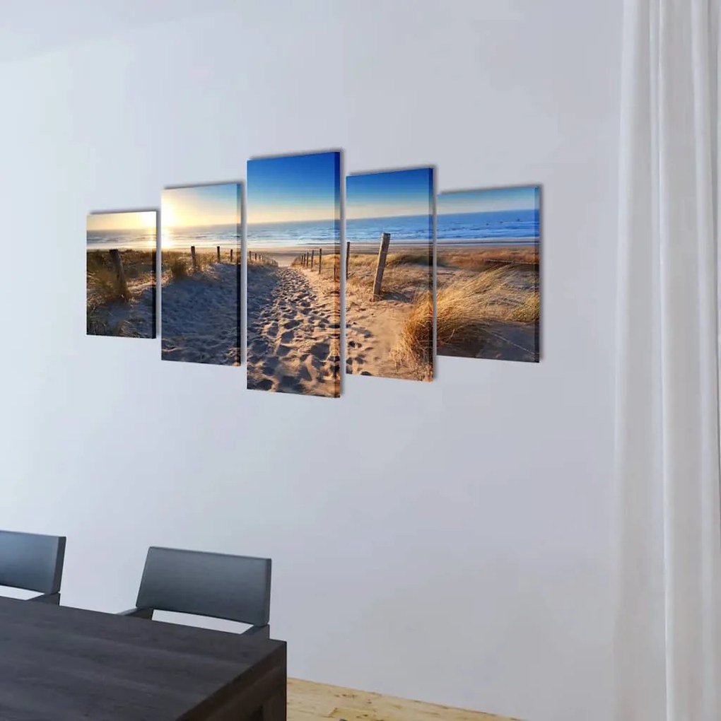 Sada obrazů, tisk na plátně, písečná pláž, 200 x 100 cm 241565