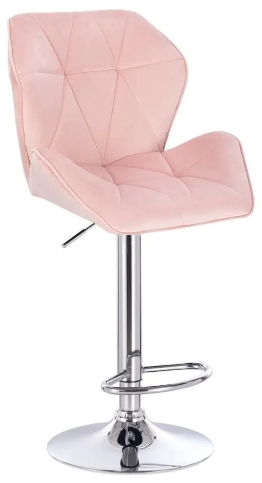 LuxuryForm DESIGN Barová židle MILANO MAX VELUR na stříbrné kulaté podstavě - světle růžová