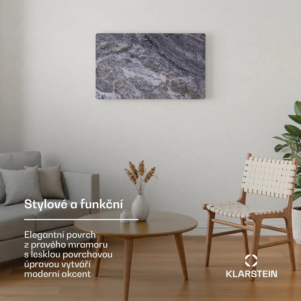Klarstein MarmoHeat infračervený panel | 600 W | 5 - 9 m² | mramorový design | 70 cm x 100 cm