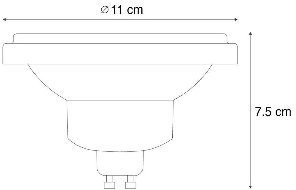 Sada 5 GU10 3-krokově stmívatelných LED žárovek AR111 10W 800 lm 2700 - 3700K