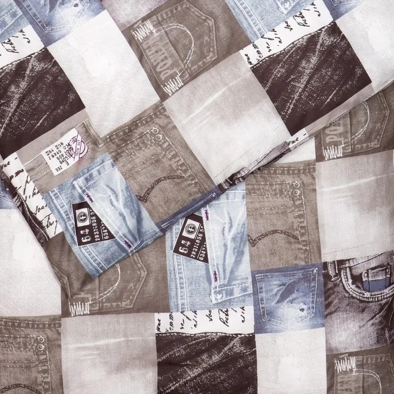 SCANquilt povlečení KLASIK DESIGN jeans hnědá 140 x 200/70 x 90 cm