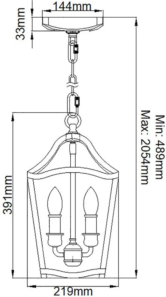 Lustr na řetězu Elstead YARMOUTH 3P stará mosaz