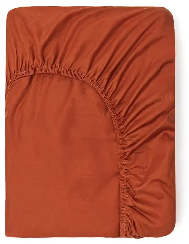 Tmavě oranžové bavlněné elastické prostěradlo Good Morning, 160 x 200 cm |  BIANO