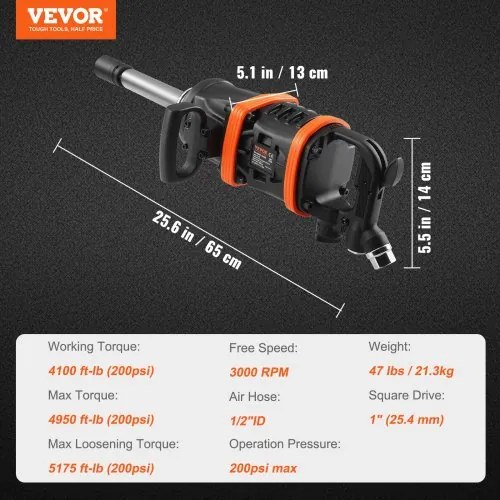 2,5 cm vzduchový rázový utahovák, až 7016,4 N·m Beast – KQ5800N16000N2TQ2V0