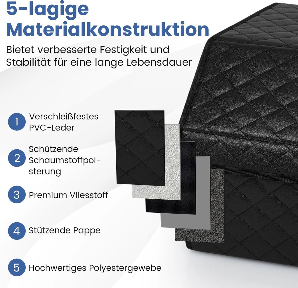Costway 35 L skládací kožený organizér kufru auta s prošívaným víkem