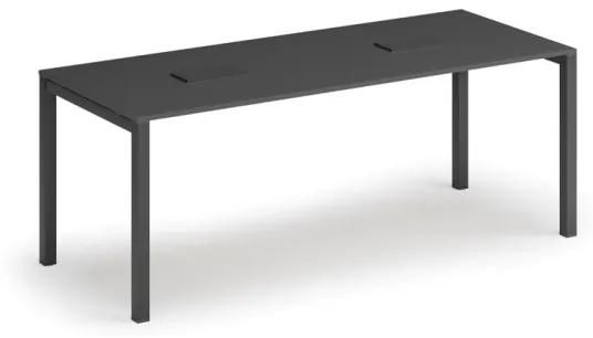 Stůl SQUARE 2000 x 800 x 750, grafit + 2x stolní zásuvka TYP V, černá