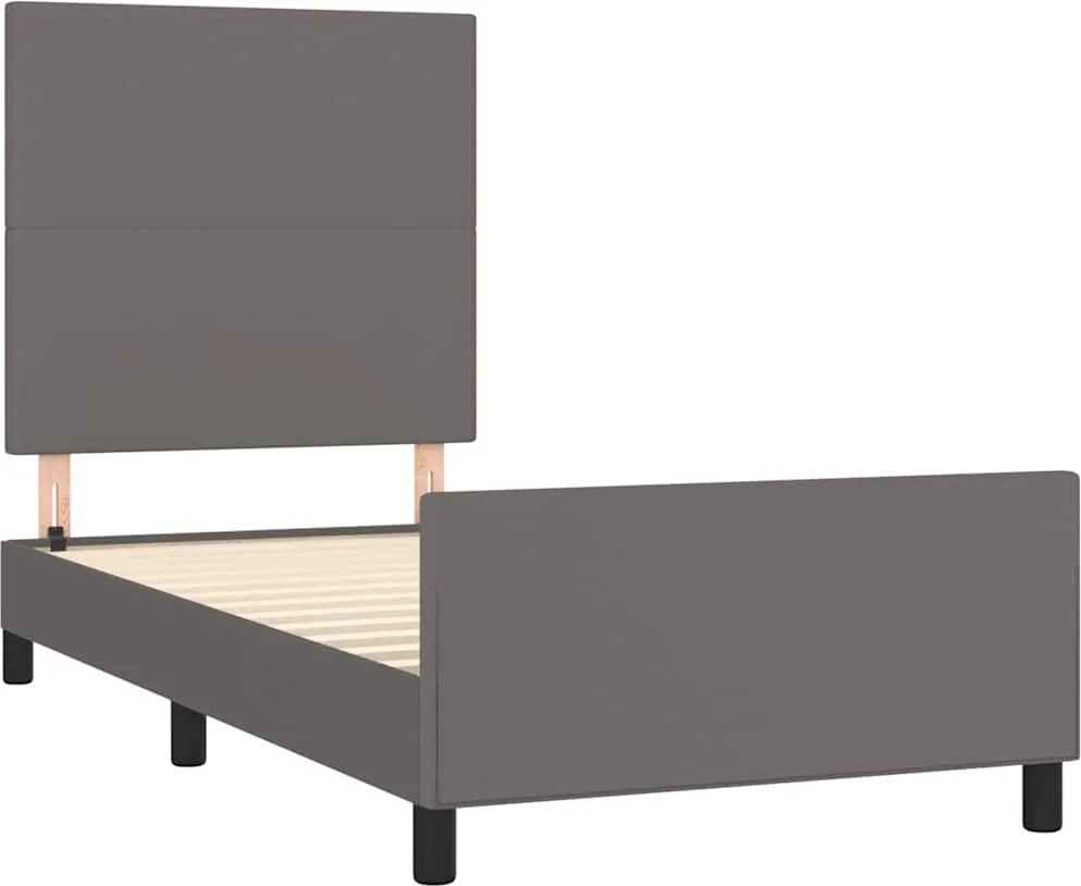 Rám postele s čelem šedý 90x200 cm umělá kůže 3125431