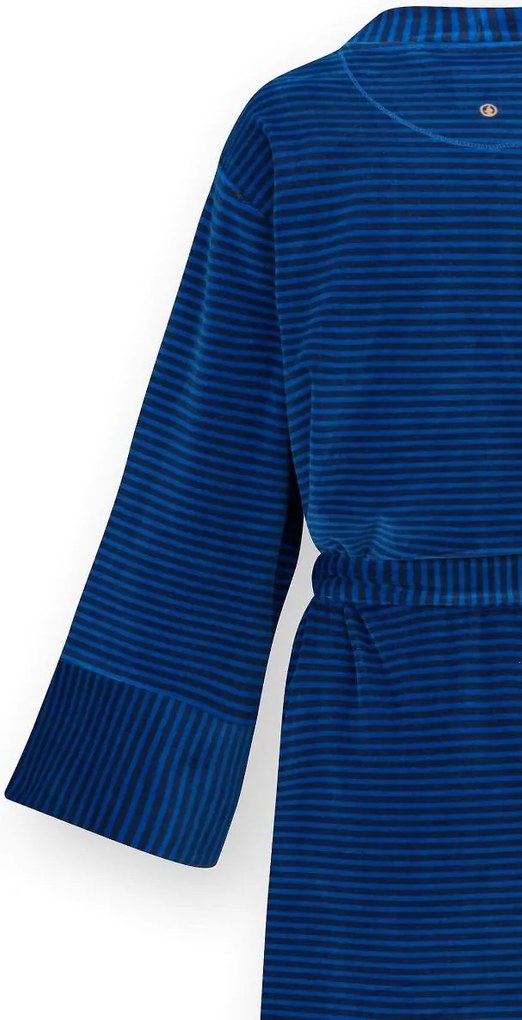 Pip Studio Naomi Kimono Velvet Little Sumo Stripe, tmavě modré (Bavlněné sametové kimono)