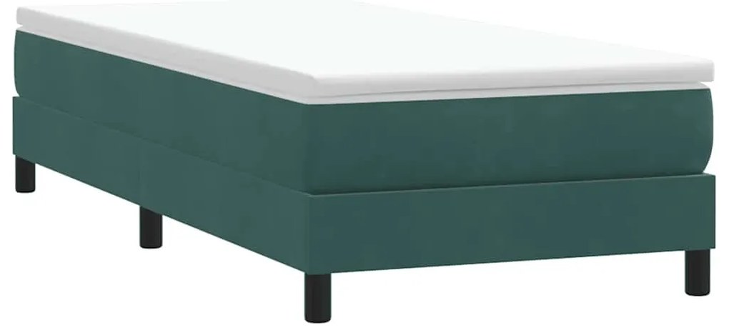 Postel Box Spring bez matrace tmavě zelená 90x210 cm samet 3315810