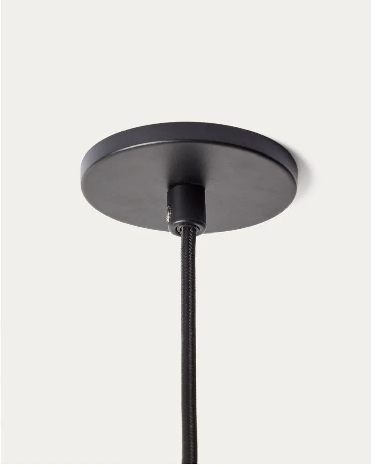 Bílé/černé kovové závěsné svítidlo se skleněným stínidlem ø 26 cm Idela – Kave Home
