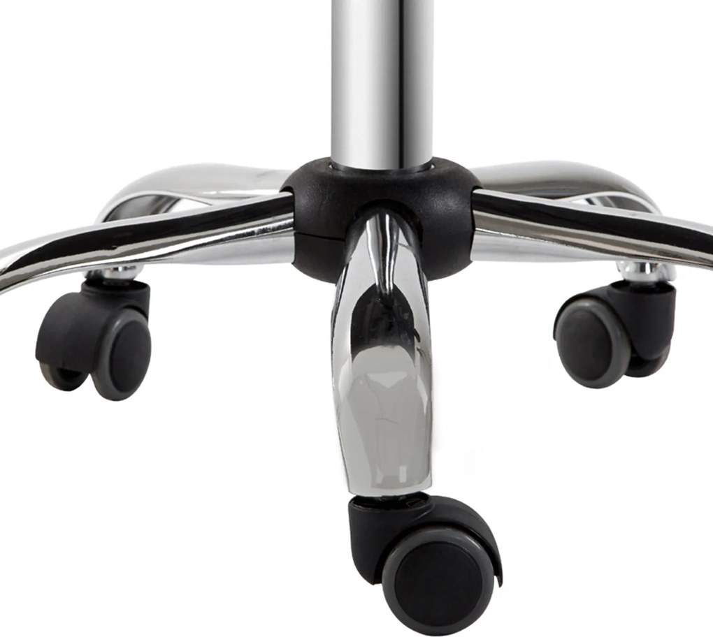 HOMCOM Rolling Stool Pracovní Stolička s Nastavitelnou Výškou 44-56 cm a Opěradlem, 360° Otočná Kancelářská Stolička pro Masážní Salón, Kancelář, Kli…