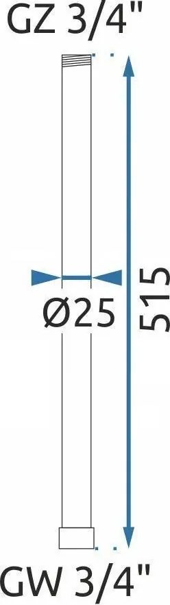 Prodloužení pro vanovou/sprchovou soupravu REA ø 25 mm - 50 cm, titan