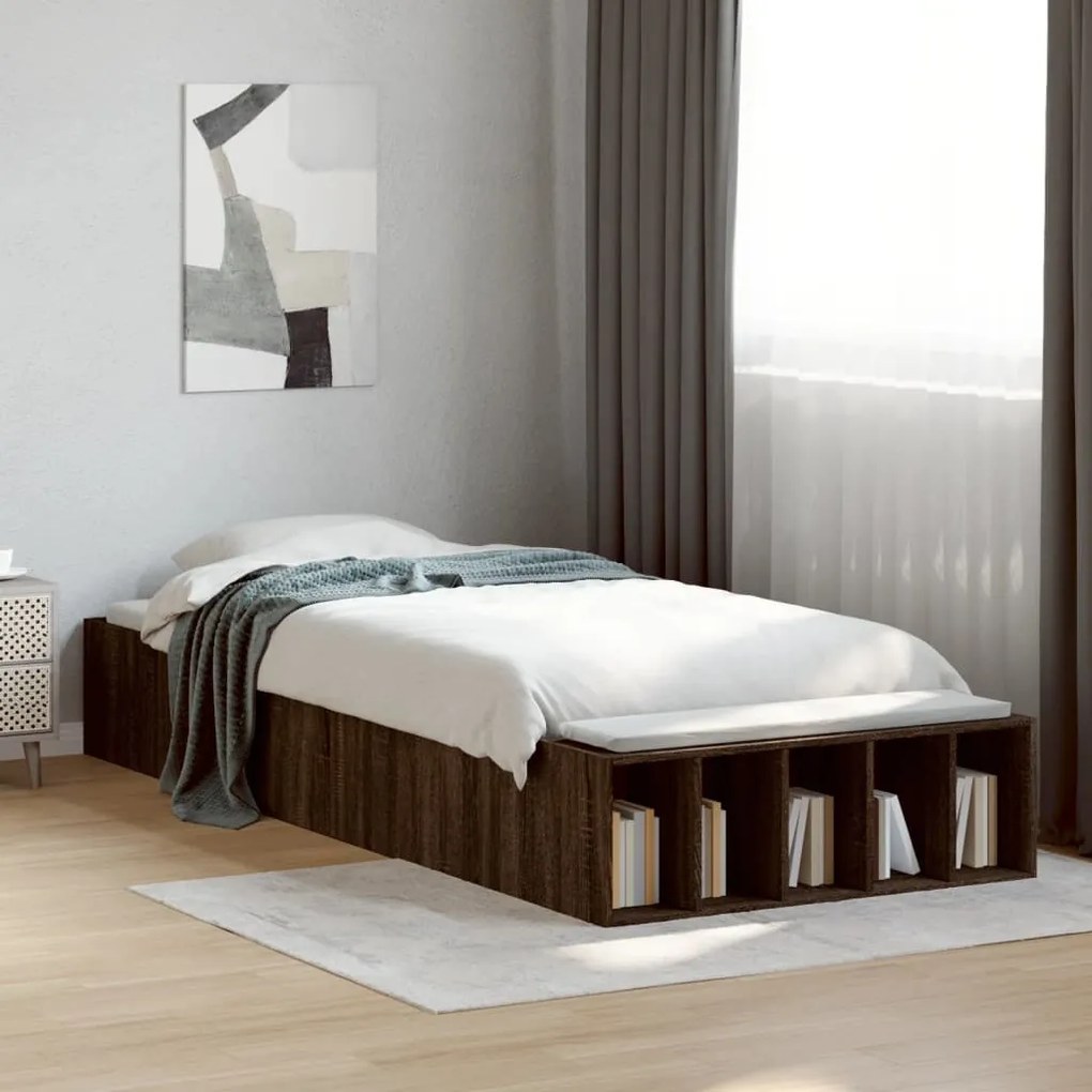 Rám postele hnědý dub 75 x 190 cm kompozitní dřevo 3280628
