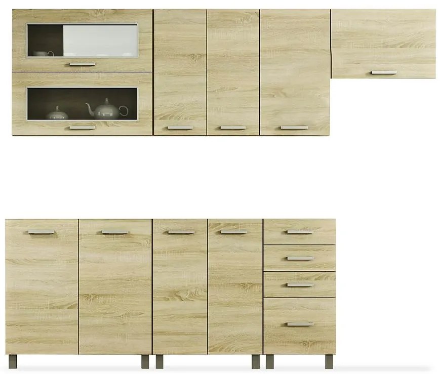 Kuchyňská linka Lucjan 240cm Dub Sonoma Bez Pracovní Desky