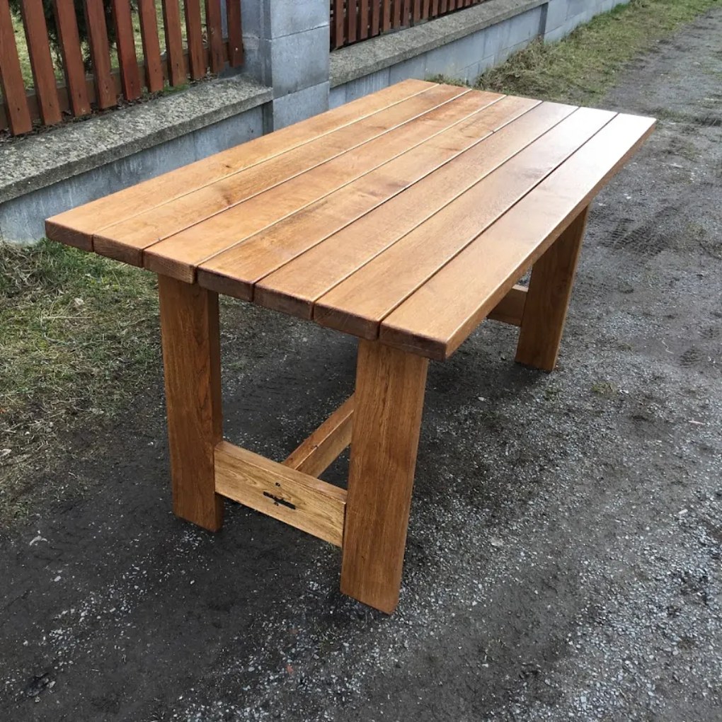 KULHÁNEK Klasický stůl dubový Odstín nátěru: lazura - teak, Velikost desky: 230x90 cm