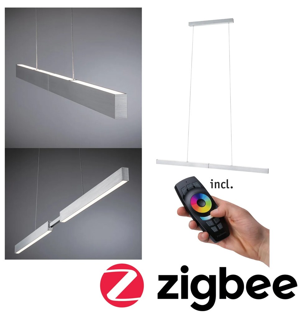 Paulmann 79815 Aptare, ZigBee závěsné svítidlo LED 18W, 2700K, nastavitelná šířka, svítí nahoru/dolů, dálkové ovládání