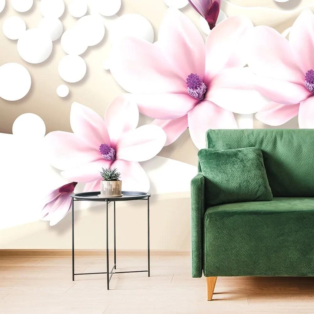 Tapeta krásná magnolie na abstraktním pozadí - 375x250 cm