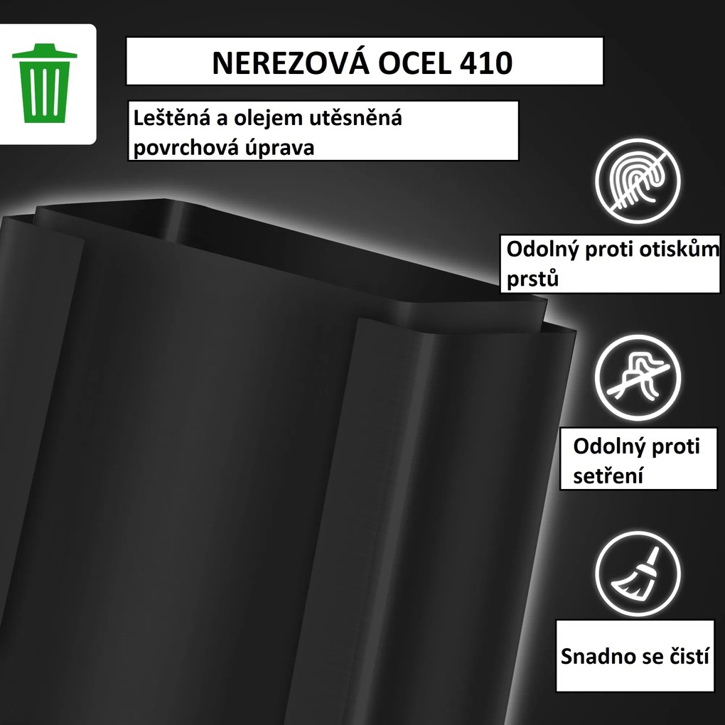Dvojitý odpadkový koš na tříděný odpad 2x25 l, černý 851-037V02BK
