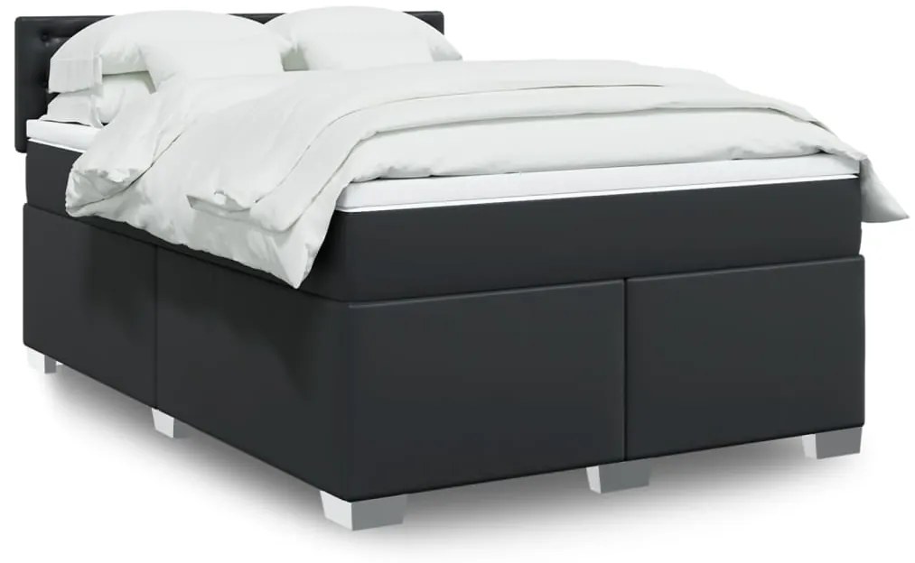 Box spring postel s matrací černá 160x200 cm umělá kůže 3288428